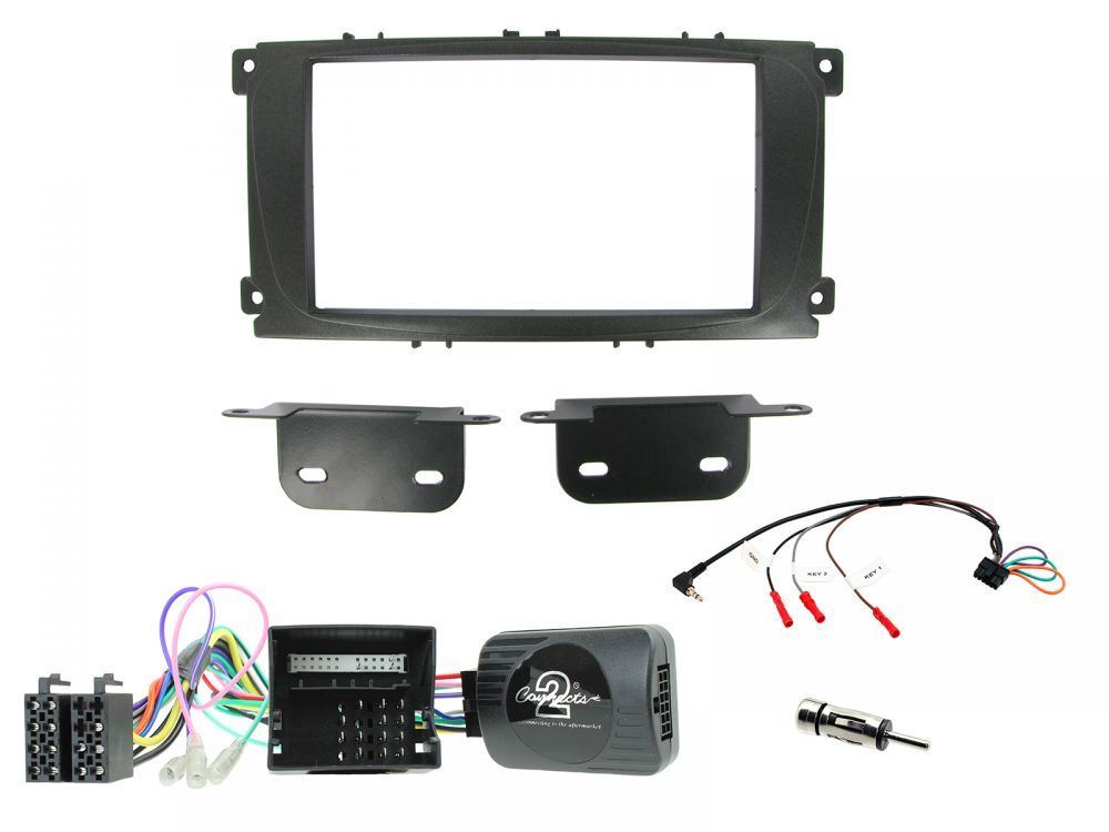 Ford Mondeo 2007-2014 Double Din Black Fascia SWC CTK FITTING KIT
