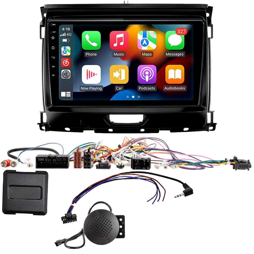 UPGRADED 9" CarPlay Android Car Stereo Black Fascia Kit For Ford Range